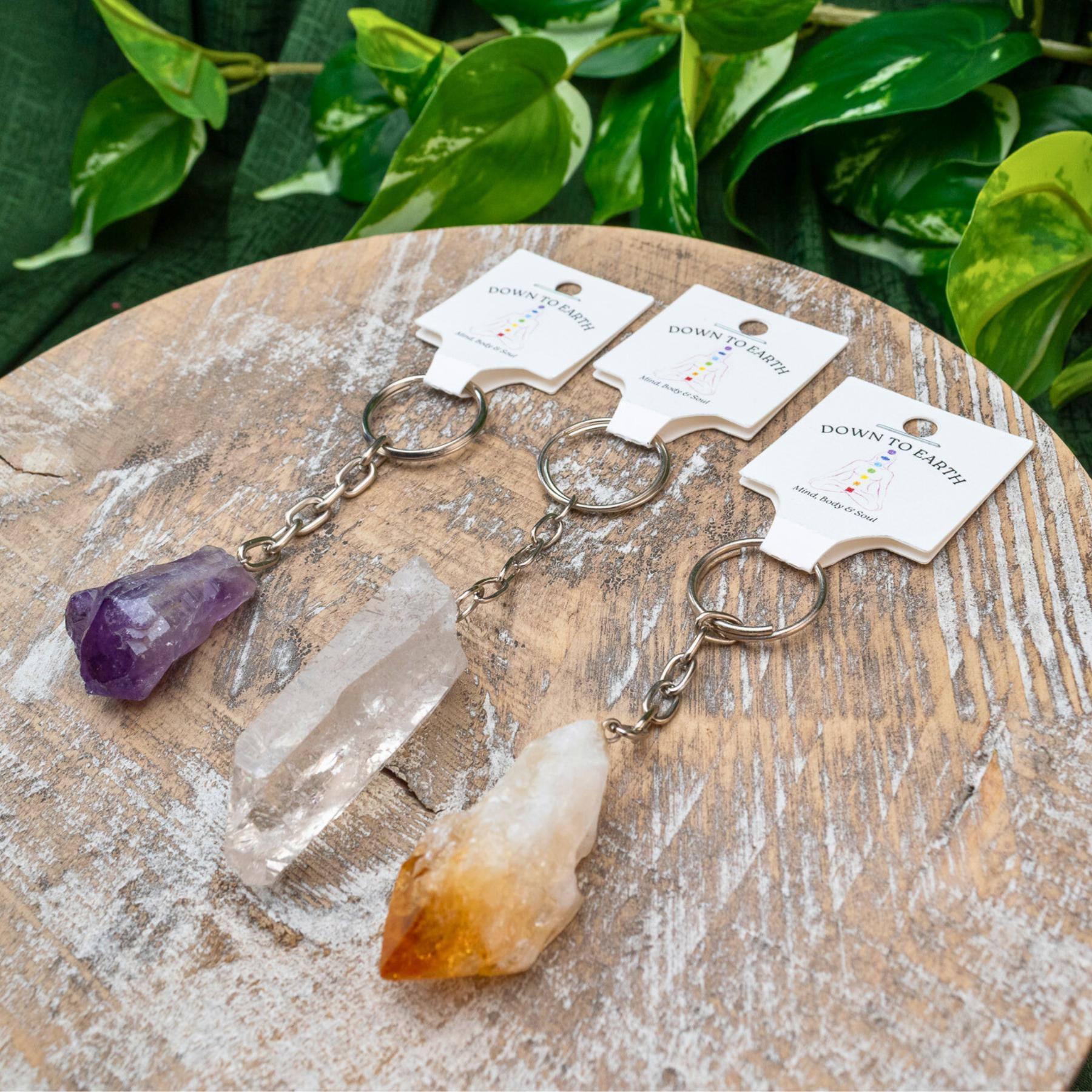 Raw Crystal Keychain | Rough Crystal Keychains Wholesale – Down To Earth