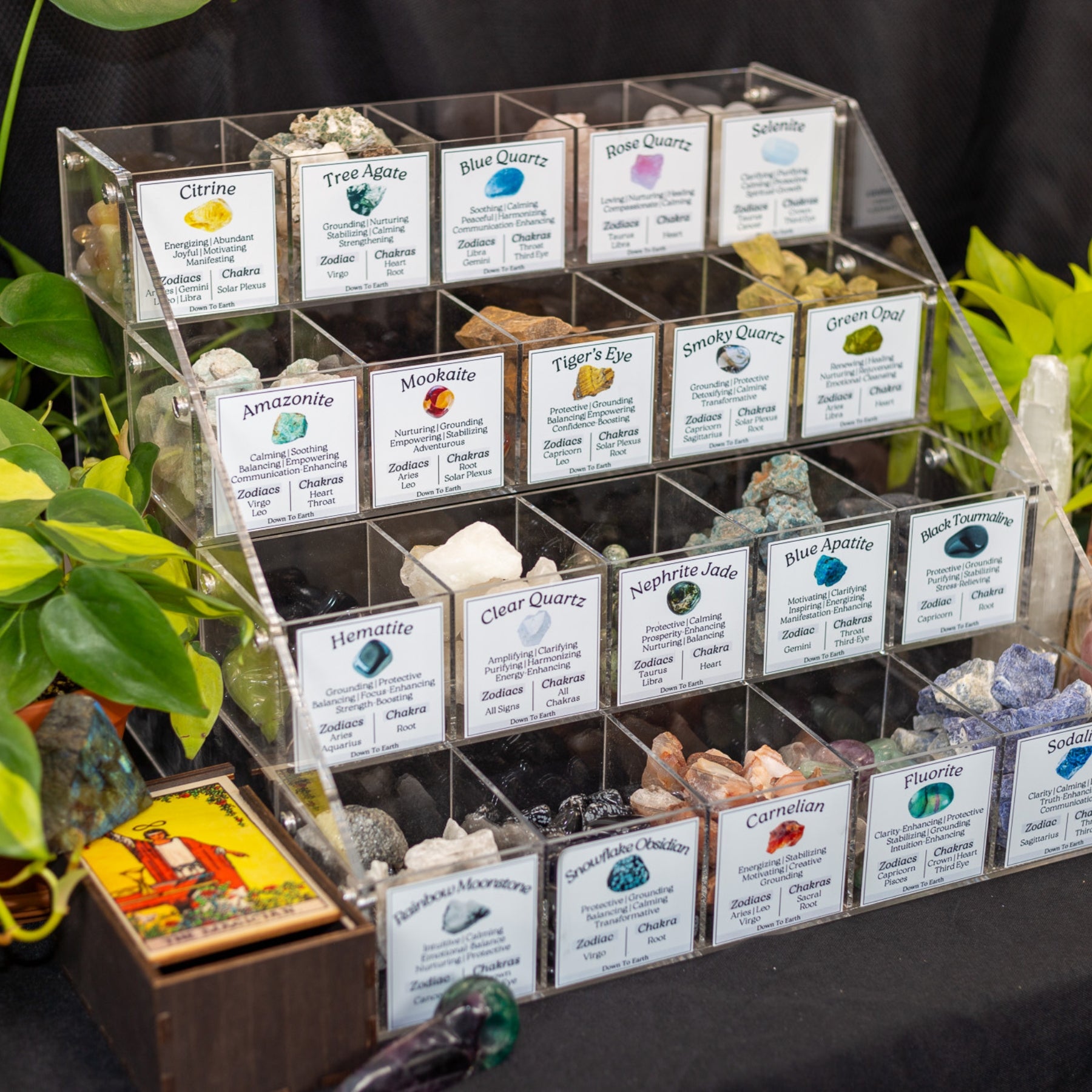 Wholesale Crystal Display with Info Stickers – Down To Earth